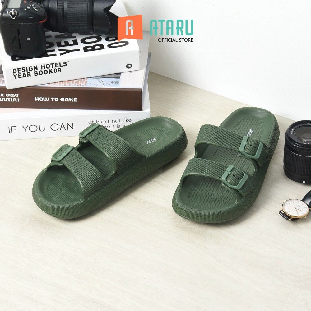 Jual Ataru Fashion Sandal Double Strap Thick Slides Sendal Unisex Alas Kaki Slide Cewek Cowok ...