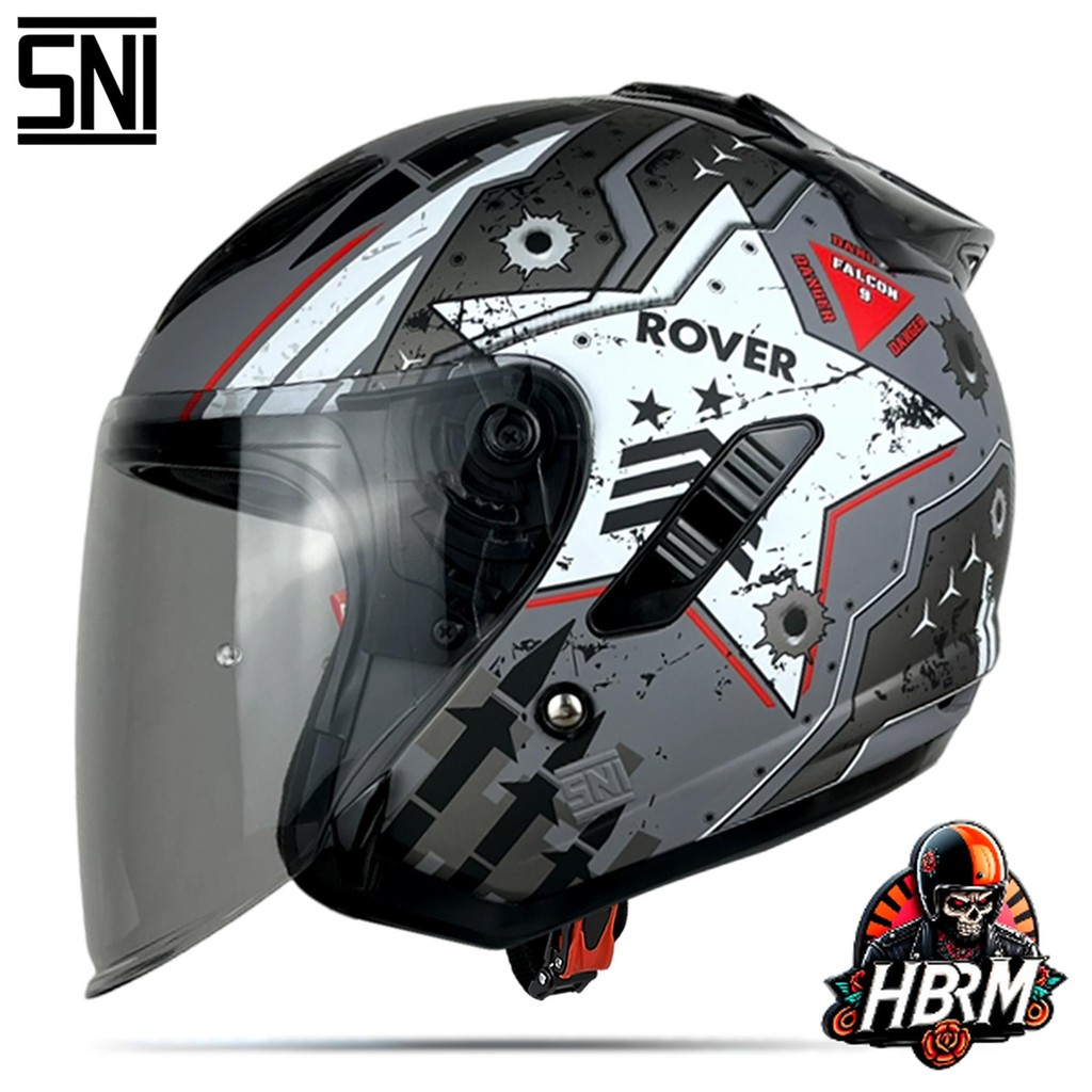 Jual Helm SHEL ROVER Double Visor Motif FALCON | Helm Half Face Premium ...