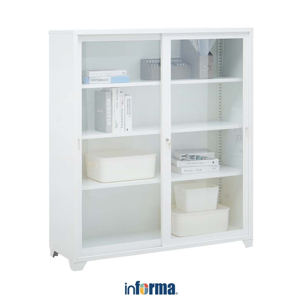 Jual Informa Orla Kabinet Kantor Metal 2 Pintu Kaca Geser - Putih ...