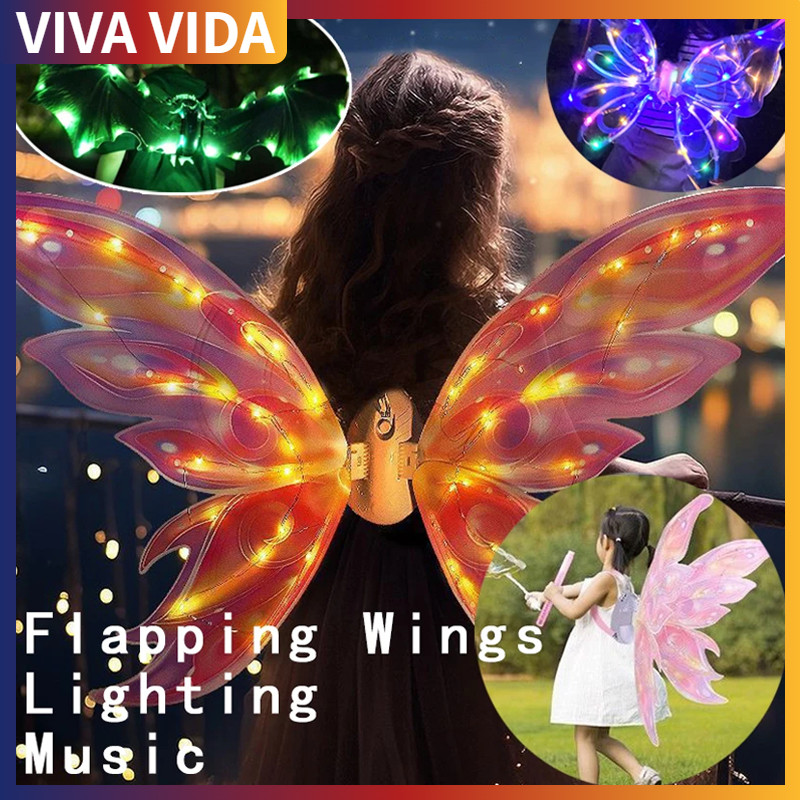 Jual Sayap Peri Kupu Kupu Anak Halloween Sayap Bulu Elf Bercahaya ...