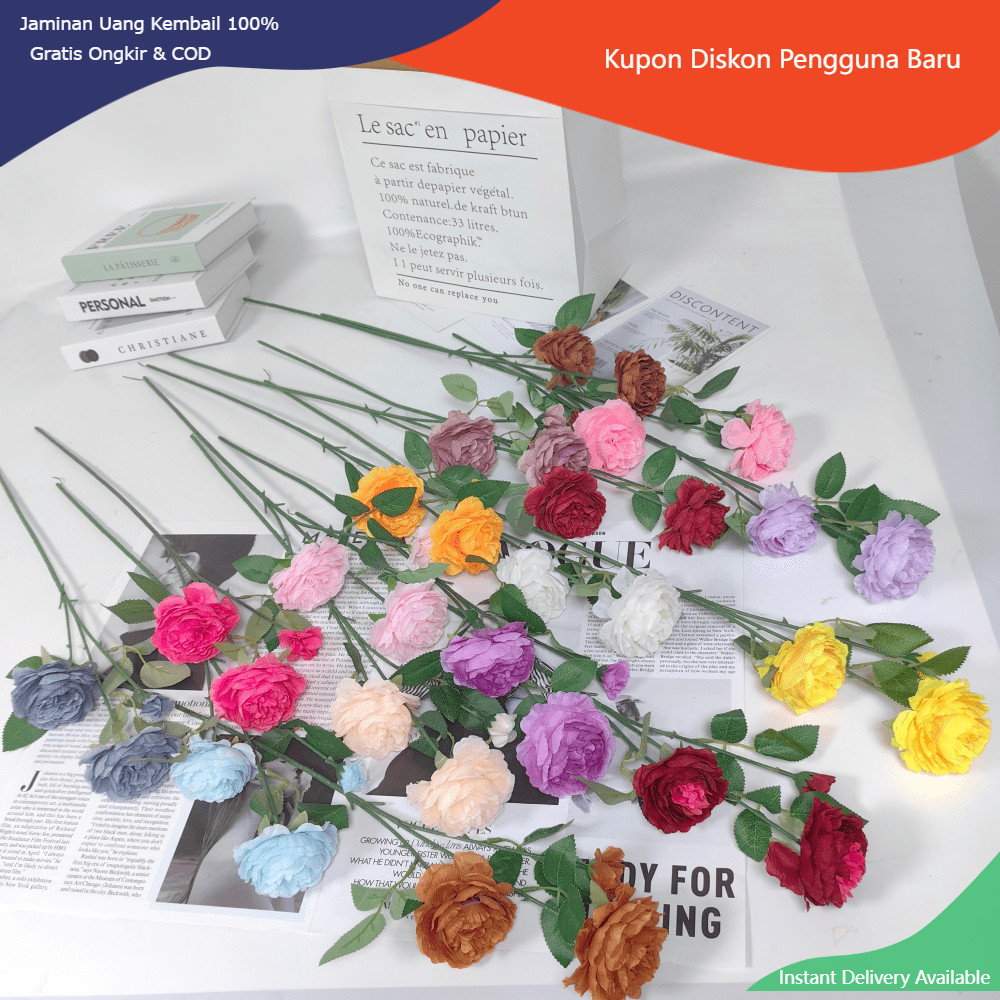 Jual Artificial Flower Bunga Mawar Artificial Dekorasi Peony Bunga ...