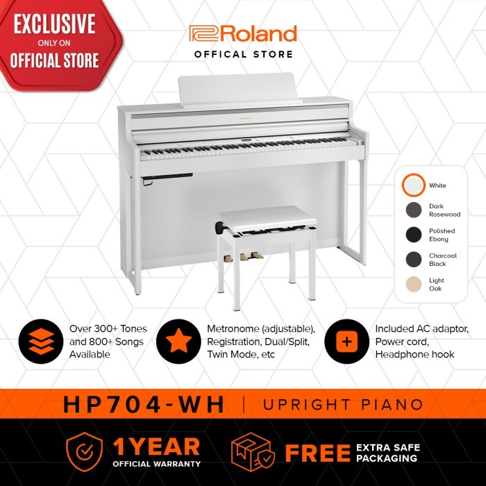 Jual Roland HP704 Digital Piano PHA-50 Bluetooth - White | Shopee Indonesia