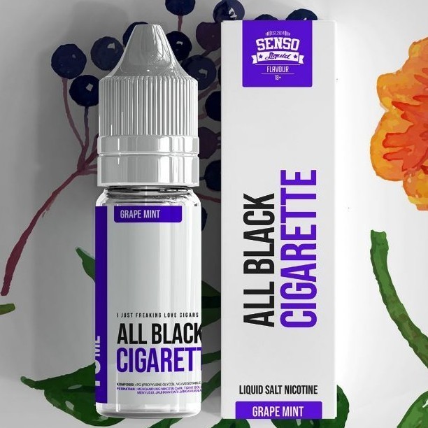 Jual All Black Cigarette Grape Mint Tobacco Salt Nic 15mL by Senso ...
