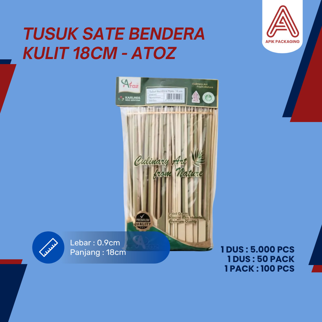 Jual Tusuk Sate Bendera Kulit 18 cm merek ATOZ isi 100 pcs / Tusuk Dayung 18 cm / Tusuk Sate ...