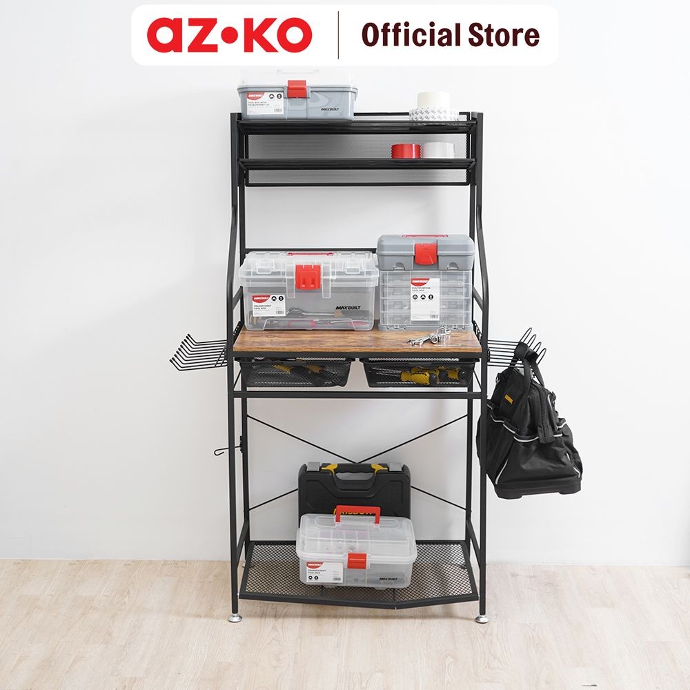 Jual AZKO Maxbuilt 70X40X137 cm Work Bench Dengan Laci Mesh - Hitam ...