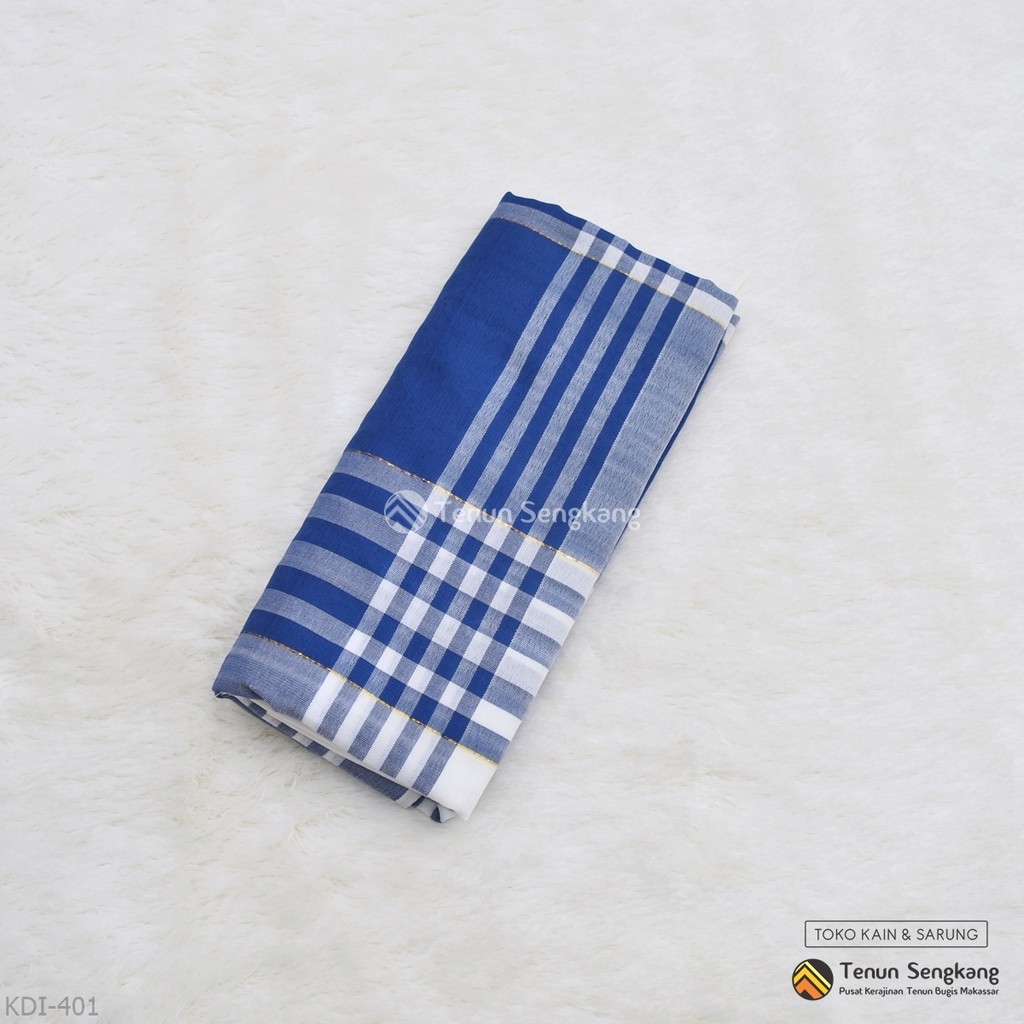 Jual Sarung Bugis Kotak Kadei Besar Sutra Makassar Biru Putih - Tenun ...
