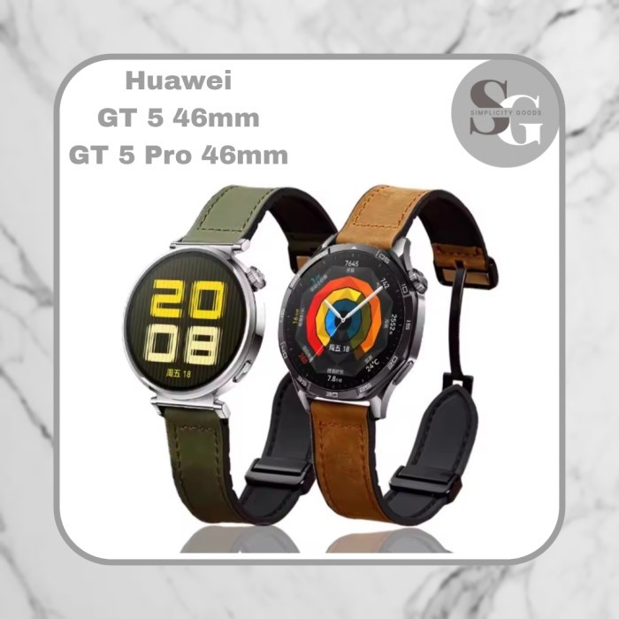 Jual STRAP HUAWEI GT5 46MM / GT 5 PRO 46MM SMART WATCH LEATHER MAGNETIC ...