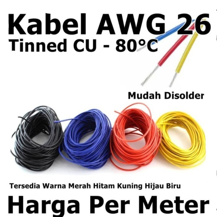 Jual kabel awg 26 awg26 High Quality tinned cu per meter - Biru | Shopee Indonesia
