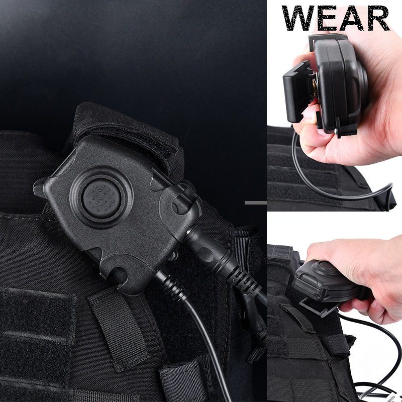 Jual WADSN PTT Button Tactical Headset Interphone walkie talkie linker ...