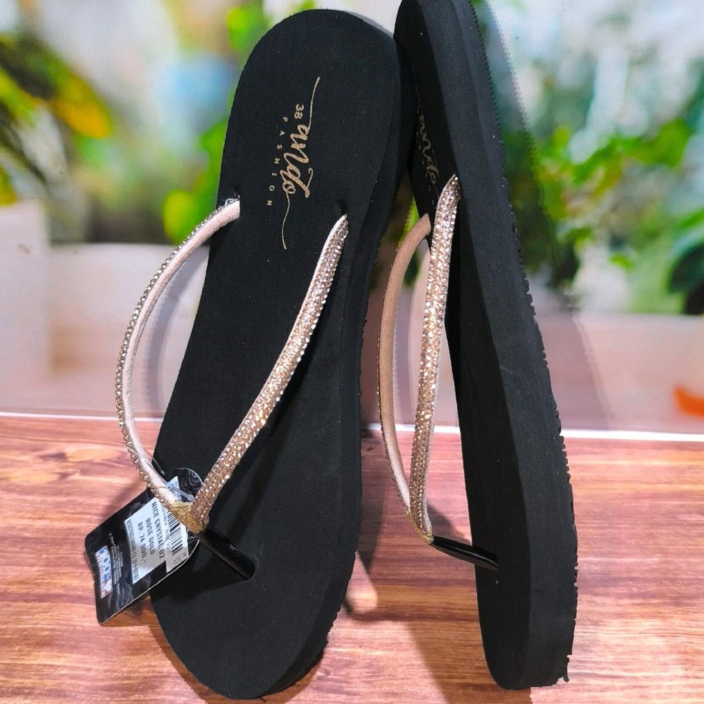 Jual Sendal Wedges ANDO Nice Crystal 02 Gold - Stylish dan Mewah ...