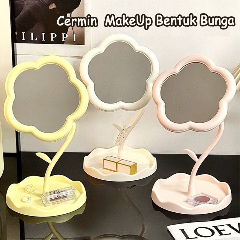 Jual Cermin MakeUp Bentuk Bunga / Standing Mirror Makeup Rotating ...