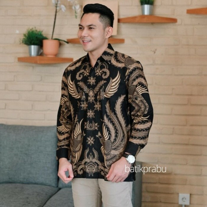 Jual Baju Batik Pria Panjang Furing BAGUS Raja Ampat Motif Hitam Jumbo ...