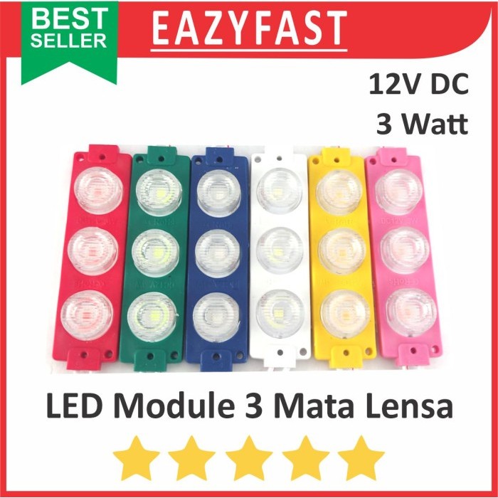 Jual Lampu LED Strip Module Modul 3 Mata Lensa 12V DC 12 V Volt Motor Mobil | Shopee Indonesia