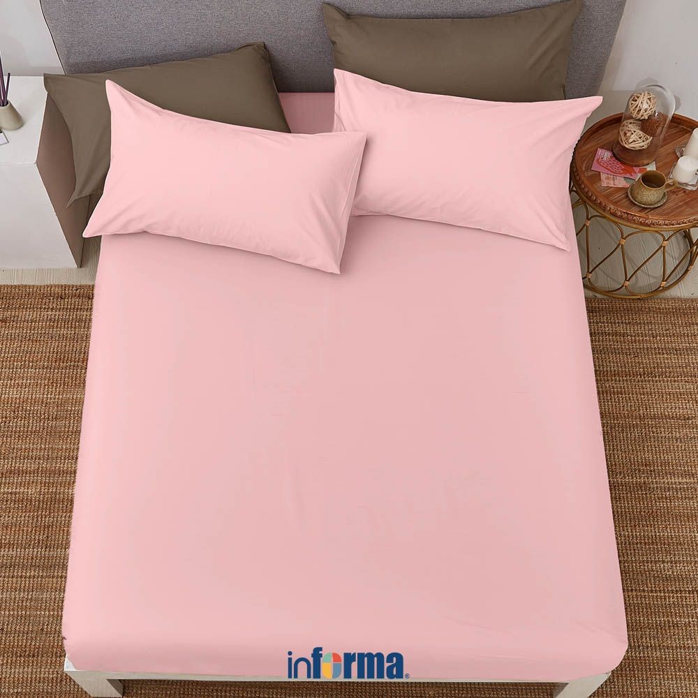 Jual Informa Linotela 160X200 cm Seprai Queen Katun Fitted - Soft Pink ...