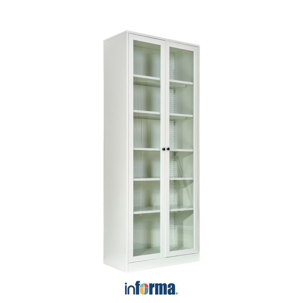 Jual Informa Logan Rak Buku Pintu Kaca - Putih Bookshelf Books Storage ...