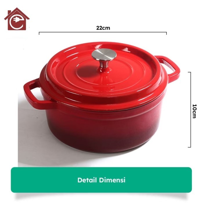Jual Panci CI 02 Enamel Cast Iron 24cm Panci Besi Cor Round Pot ...