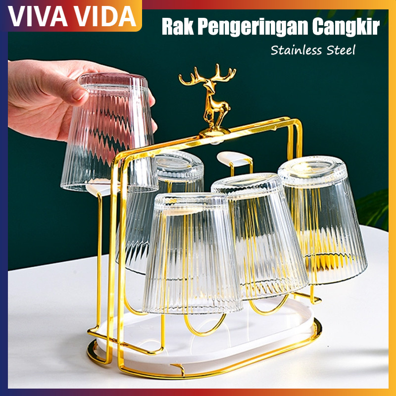 Jual Rak Gelas Stainless /Tempat Gelas / Rak Gelas Estetik Tempat Gelas Rak gelas gantungan ...