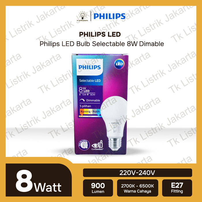 Jual Lampu LED Bulb Philips Selectable 8W 2700K - 6500K Dimmable ...