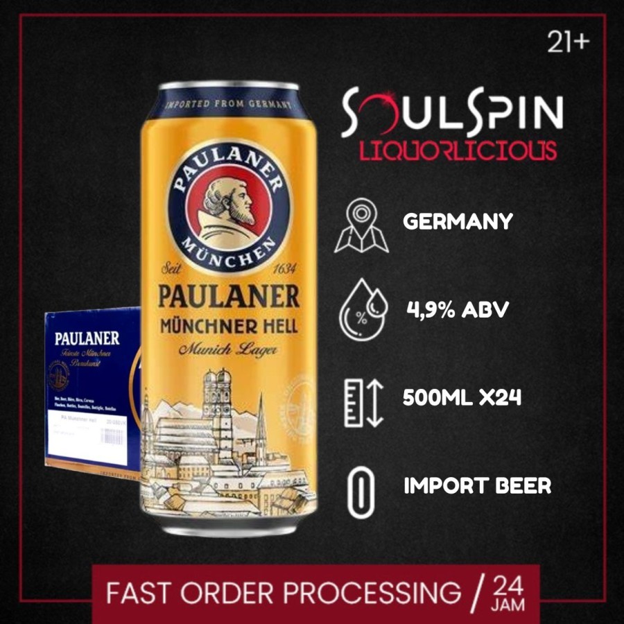 Jual Paulaner Munchner Hell 500ml [ Dus isi 24 Kaleng ] German Beer Bir ...