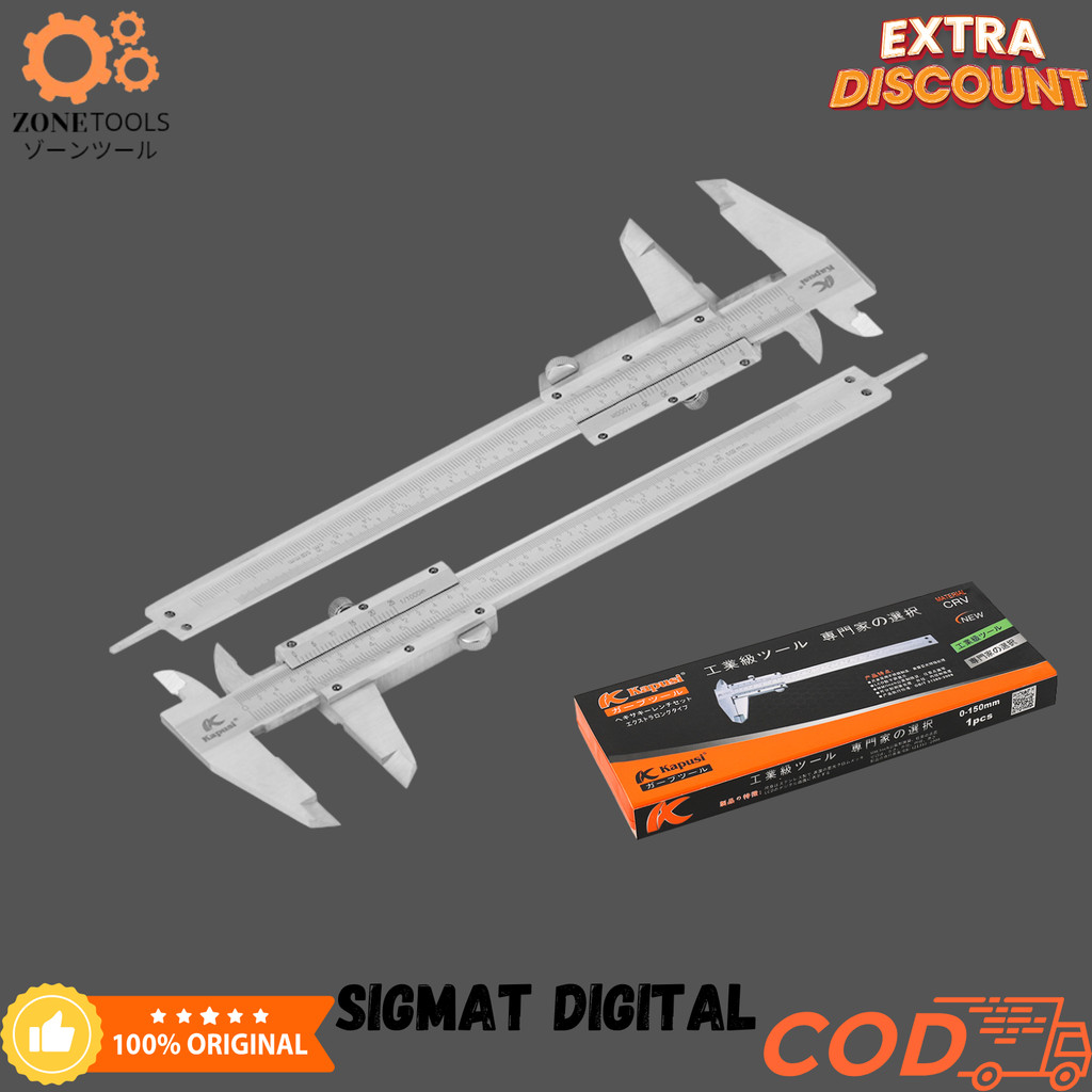 Jual Kapusi Sigmat Analog/ Jangka sorong stainless /Vernier Caliper Ukuran 150mm K-0120 | Shopee ...