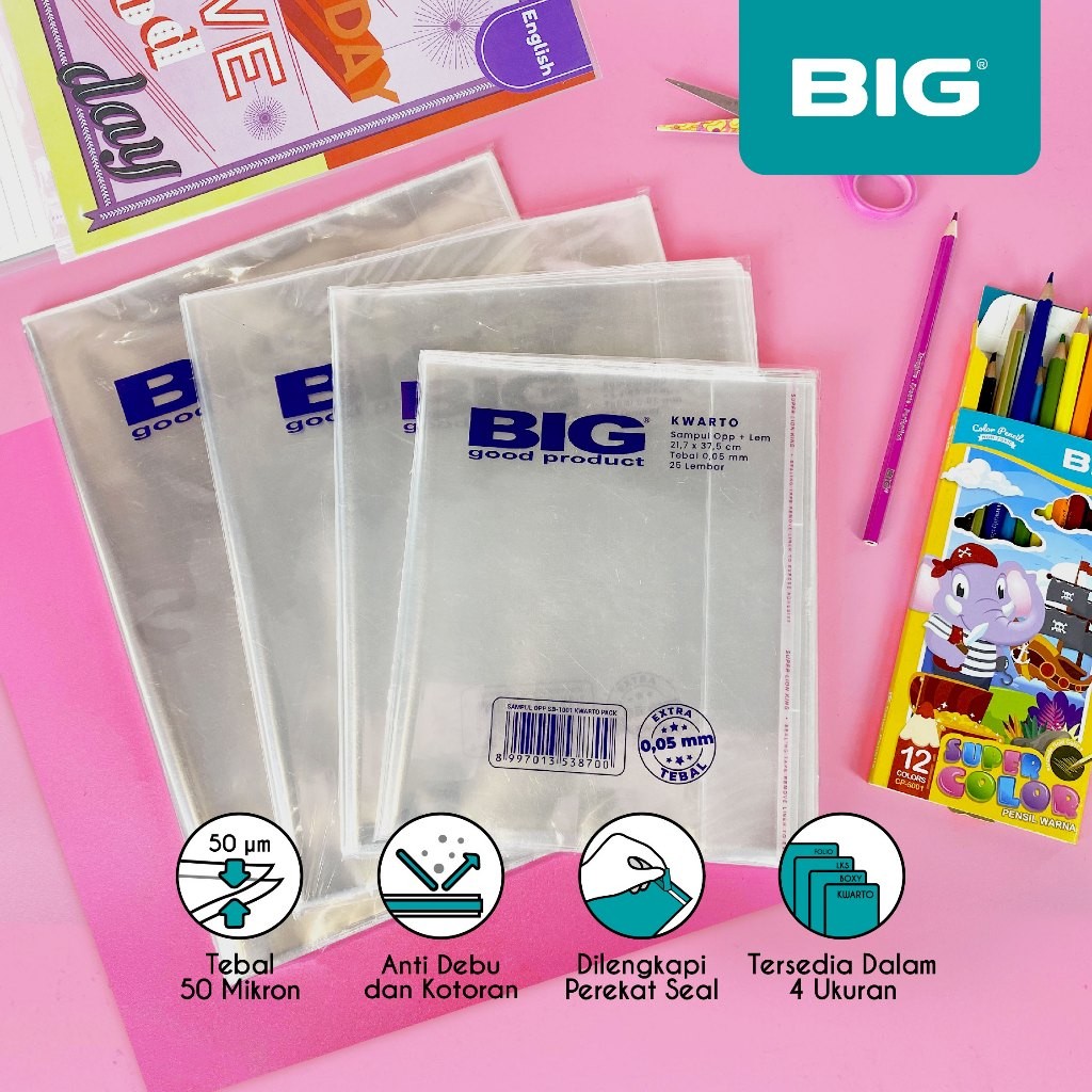 Jual BIG Sampul Buku Plastik OPP Lem Tebal 50 Mikron Dengan Perekat ...