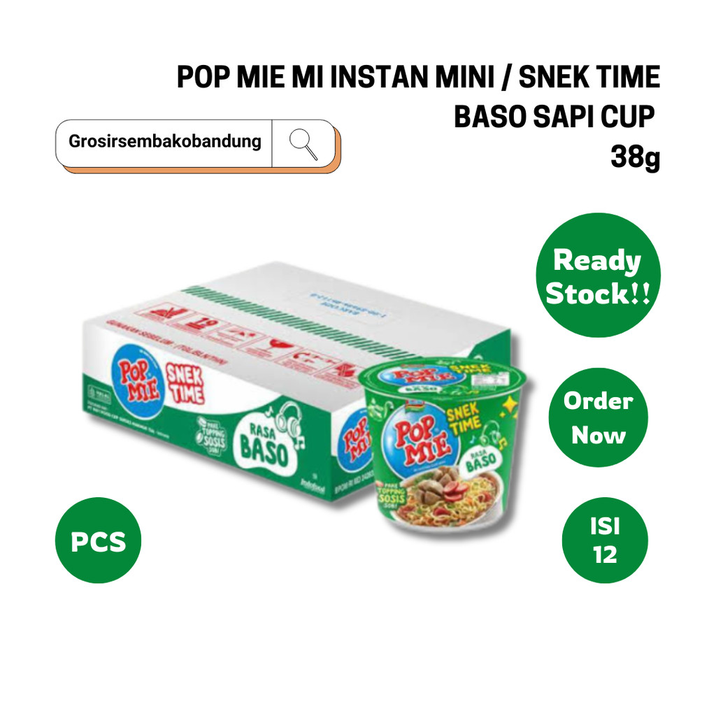 Jual POP MIE MI INSTAN MINI BASO SAPI CUP 38g - 1 Dus - Kota Bandung ...