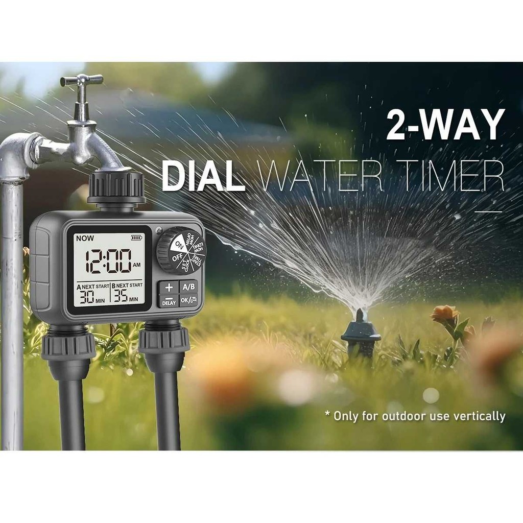 Jual HANCI Digital Timer Keran Air Otomatis 2 Outlet Programmable IPX5 ...
