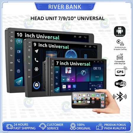 Jual 8g+128g Ips Screen Head Unit 7/9/10 Inch Car Android 14 Navigasi ...