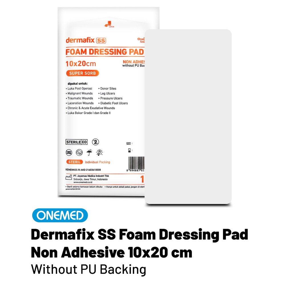 Jual Dermafix SS Foam Dressing Pad 10 x 20cm OneMed Box Isi 10 Pcs OC ...