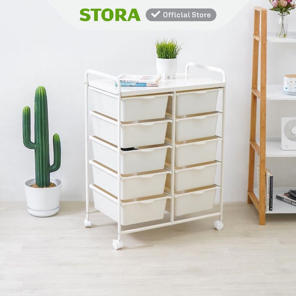 Jual Stora Rak Penyimpanan Dengan 10 Tray Plastik - Putih Tempat ...