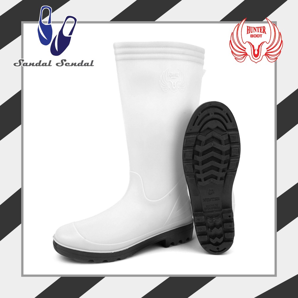 Jual Sepatu Boot Tinggi HUNTER SP Putih Boots Karet Ringan Lokal Anti ...