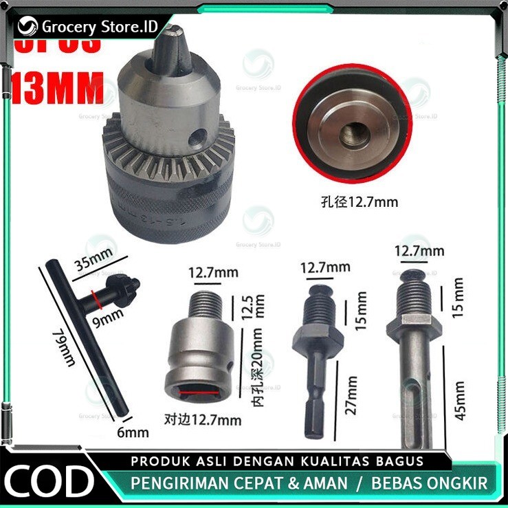 Jual Adaptor Kepala Bor chuck bor sds plus 13mm 1/2" 20UNFdengan Drill ...