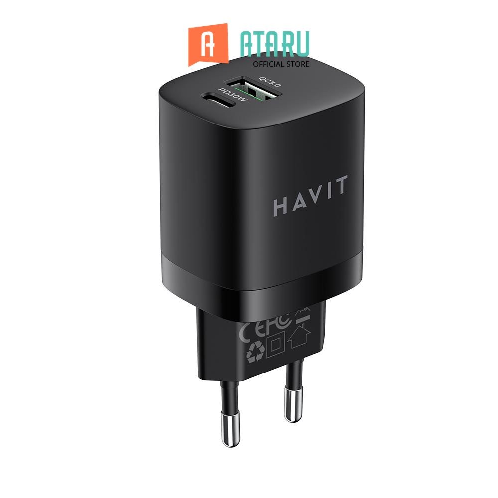 Jual Ataru Havit Kepala Charger Dual Usb A & Type C 30 Watt Uc30 - Hitam Head Charger Kepala ...