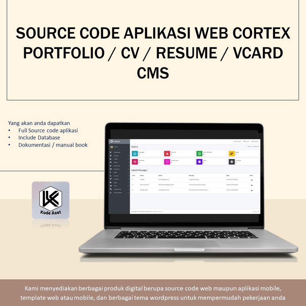 Jual SOURCE CODE APLIKASI WEB CORTEX PORTFOLIO / CV / RESUME / VCARD CMS | Shopee Indonesia