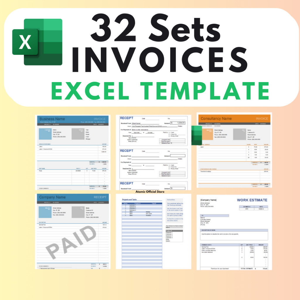 Jual [ INSTAN ] 32 Set Template Excel Faktur dengan Kalkulasi Otomatis ...