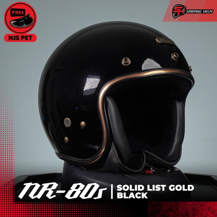 Jual NJS NR80s Solid List Gold - Helm Retro | Helm Polos | Retro | NJS ...