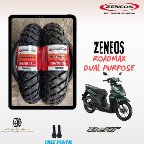 Jual BAN ZENEOS RING 14 80/90 90/90 ROADMAX SATUAN/SEPASANG BAN TUBELES MOTOR MATIC DUALPURPOSE ...
