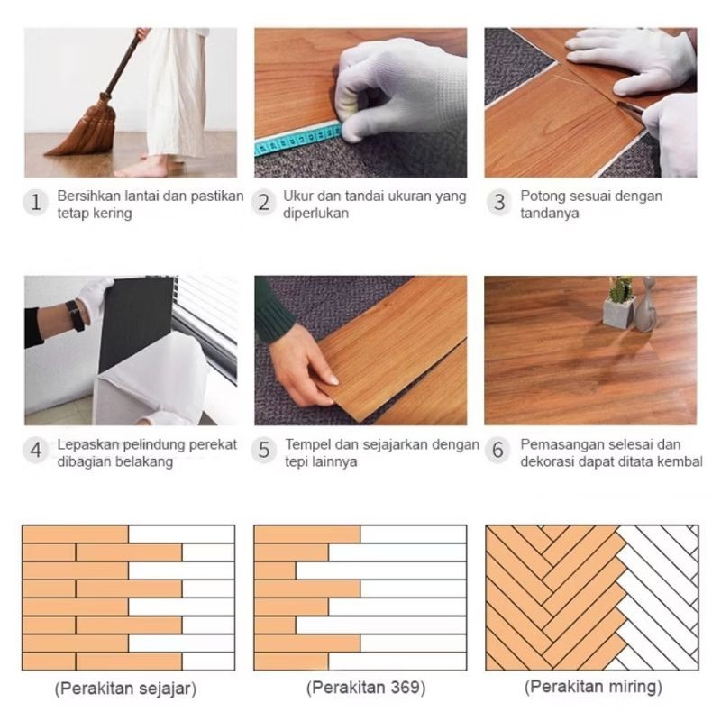 Jual WENOYA Vinyl Lantai Stiker PVC Lantai Motif Kayu Flooring Stiker Anti Rayap Tahan Air Tahan ...