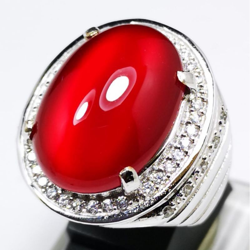 Jual Batu cincin red Baron asli natural ring perak Bangkok 926 siap ...