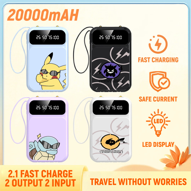 Jual Mobile Power 20000mAh Pikachu Jani Turtle Mini Fast Charging ...