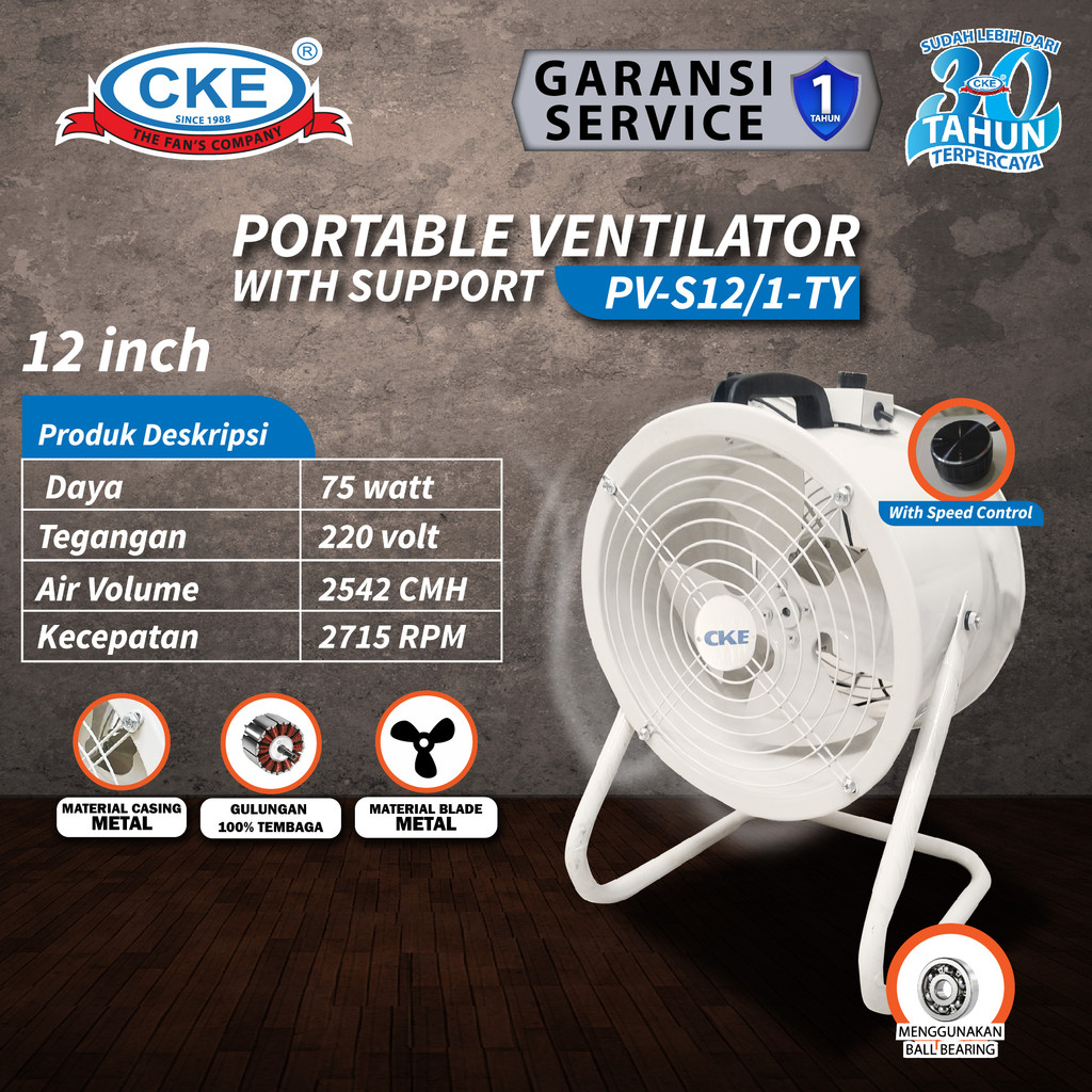 Jual Portable Ventilator 12" Blower / Exhaust Drum Fan 12 Inch With Support | Shopee Indonesia