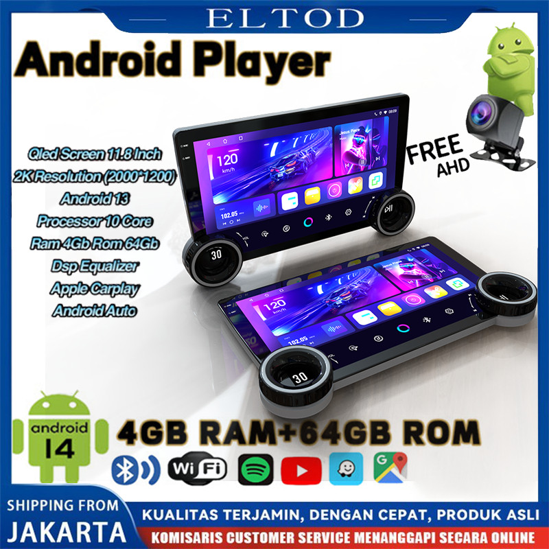 Jual COD/4G+64G IPS Screen Head Unit android 7/9/10/11.8 Inch Car Android 13 Navigasi Untuk ...