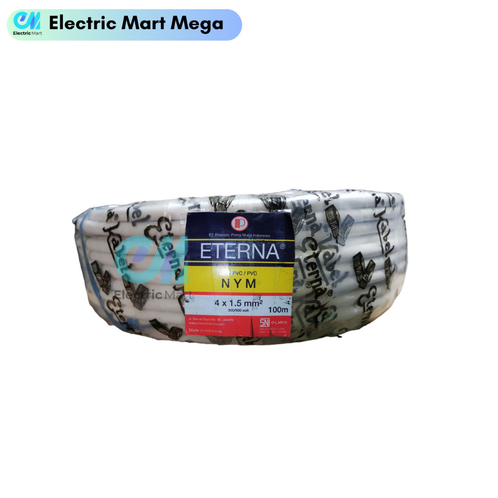 Jual Kabel Eterna NYM 4x1,5 Roll 100 Meter Kabel Listrik Putih 4 Tembaga Kawat Tunggal Engkel 1. ...