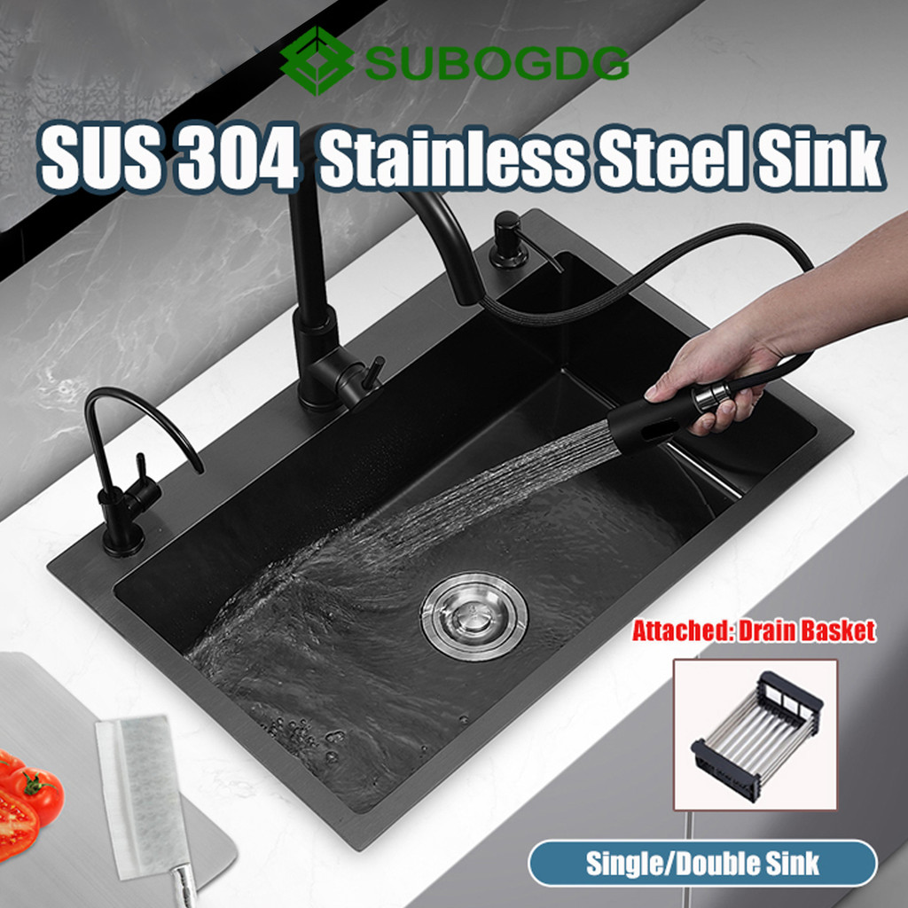 Jual SUBOGDG Paket Kitchen Sink Hitam/Perak Wastafel Cuci Piring ...