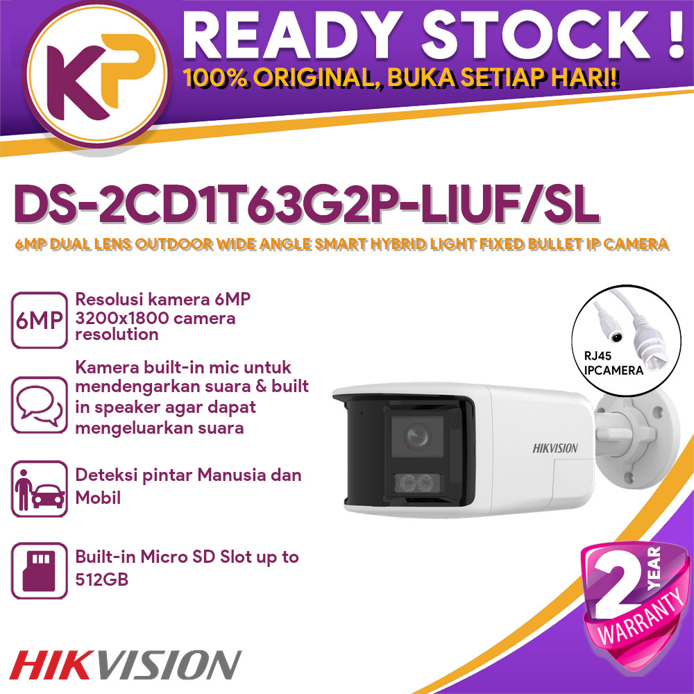 Jual HIKVISION DS-2CD1T63G2P-LIUF/SL 6MP DUAL LENS OUTDOOR WIDE ANGLE ...