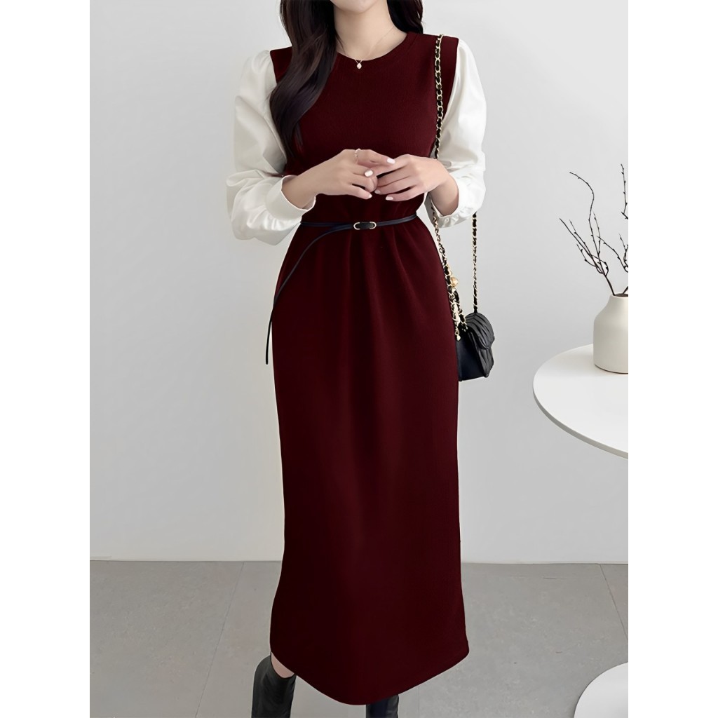 Jual Instyle Fashion - Dress Rajut Casual A-line Dress Kerah Bulat ...