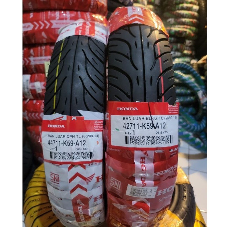 Jual Ban Motor Matic Tubeless 80/90 -14 DEPAN - 90/90 / -14 BELAKANG (K59-A12) 100% ORIGINAL AHM ...