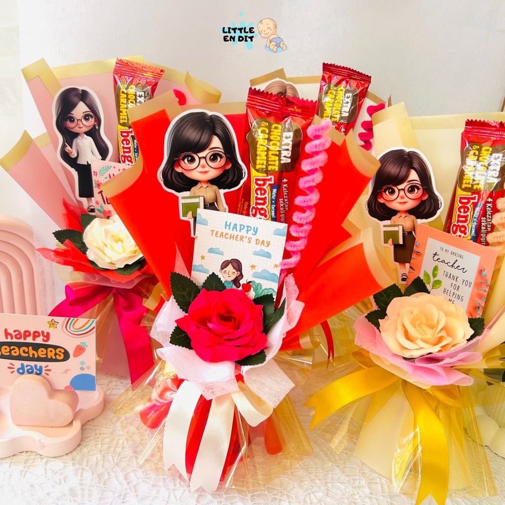 Jual Littleendit BK06 Buket Hari Guru/ Bucket Bouquet Hari Guru/ Bunga ...