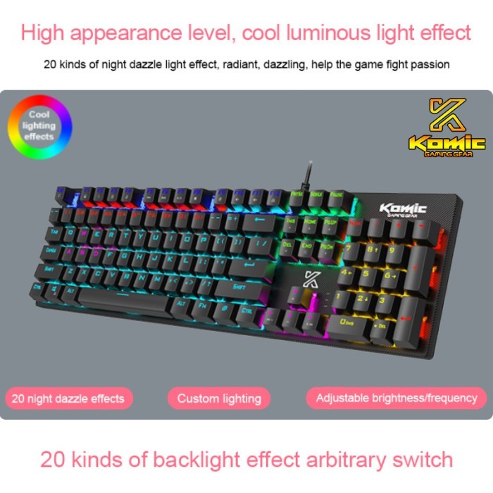 Jual Keyboard Gaming Mechanical KOMIC KG-MK288 New LED - Hitam | Shopee ...