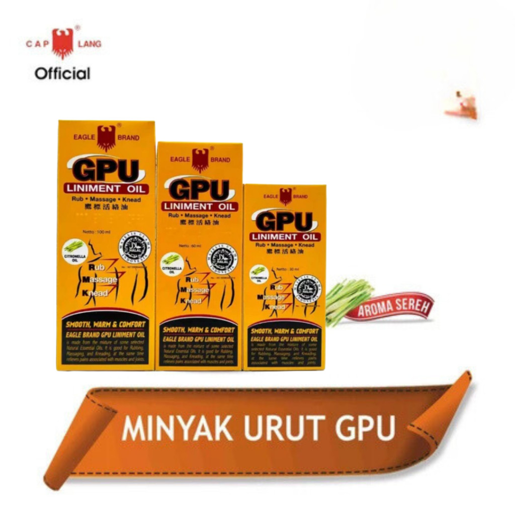 Jual CAP LANG Minyak Urut GPU Series Liniment Oil Nettto 60 mL & 30 mL ...